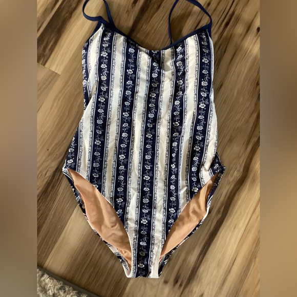 J. Crew | Swim | J Crew Womens One Piece Swimsuit Blue White Floral ...